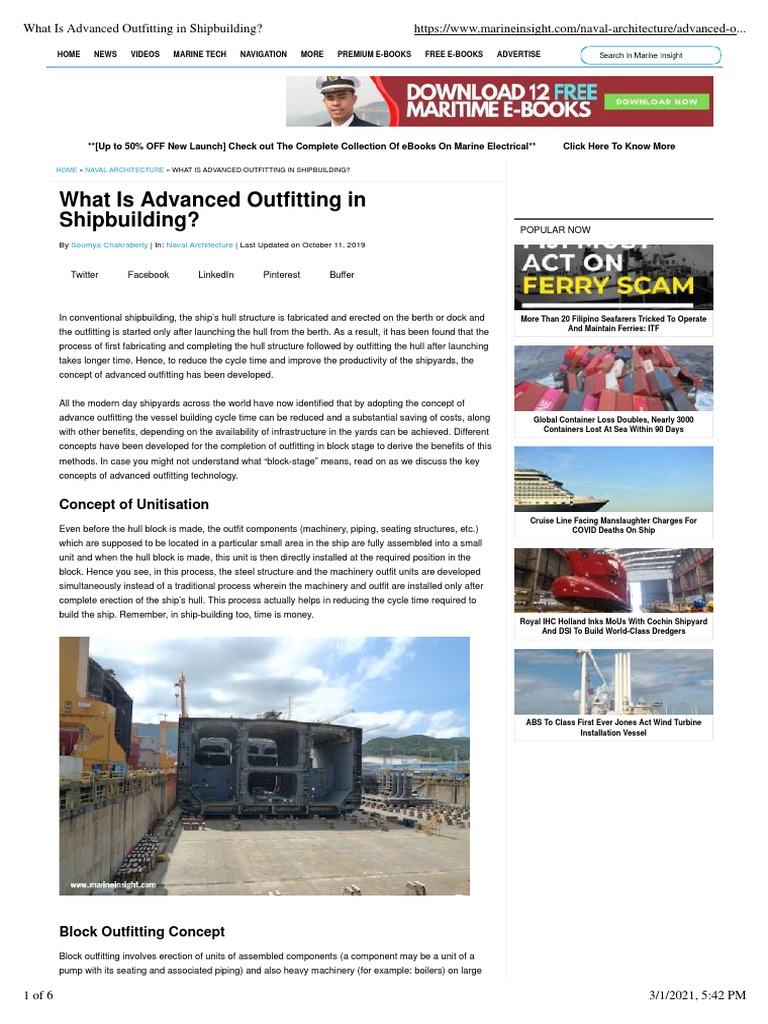Advanced Outfitting in Shipbuilding Explained | PDF