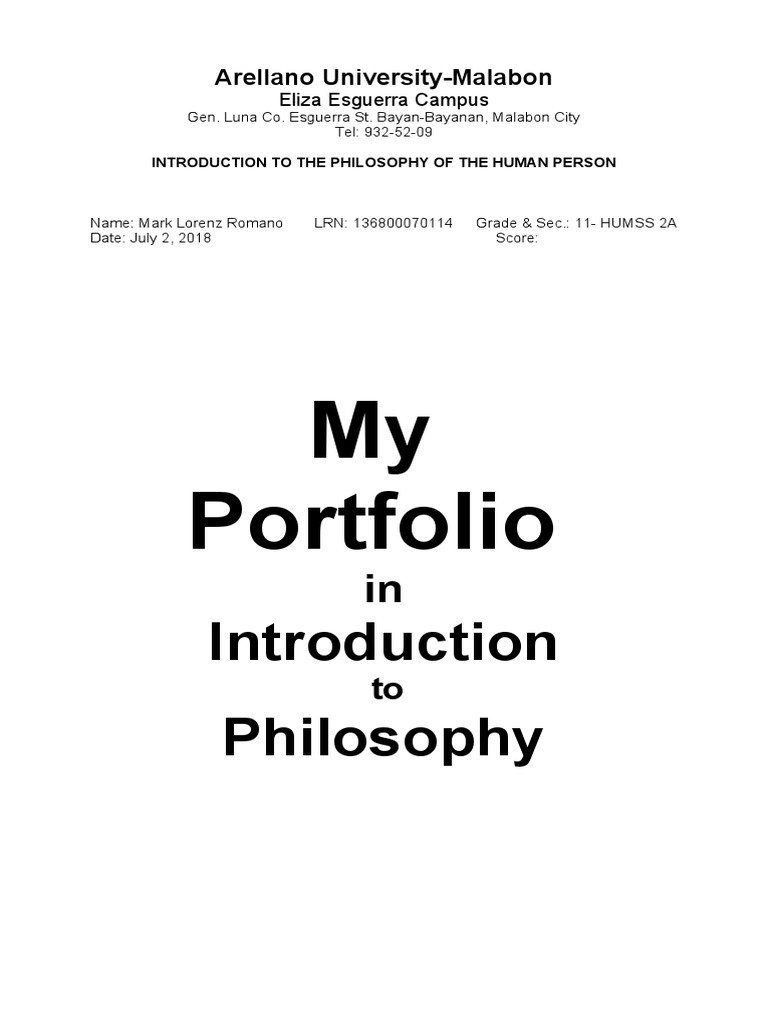 My Portfolio: Philosophy | PDF | Educational Stages | Student ...