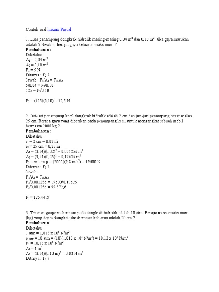 Contoh Soal Hukum Pascal | PDF