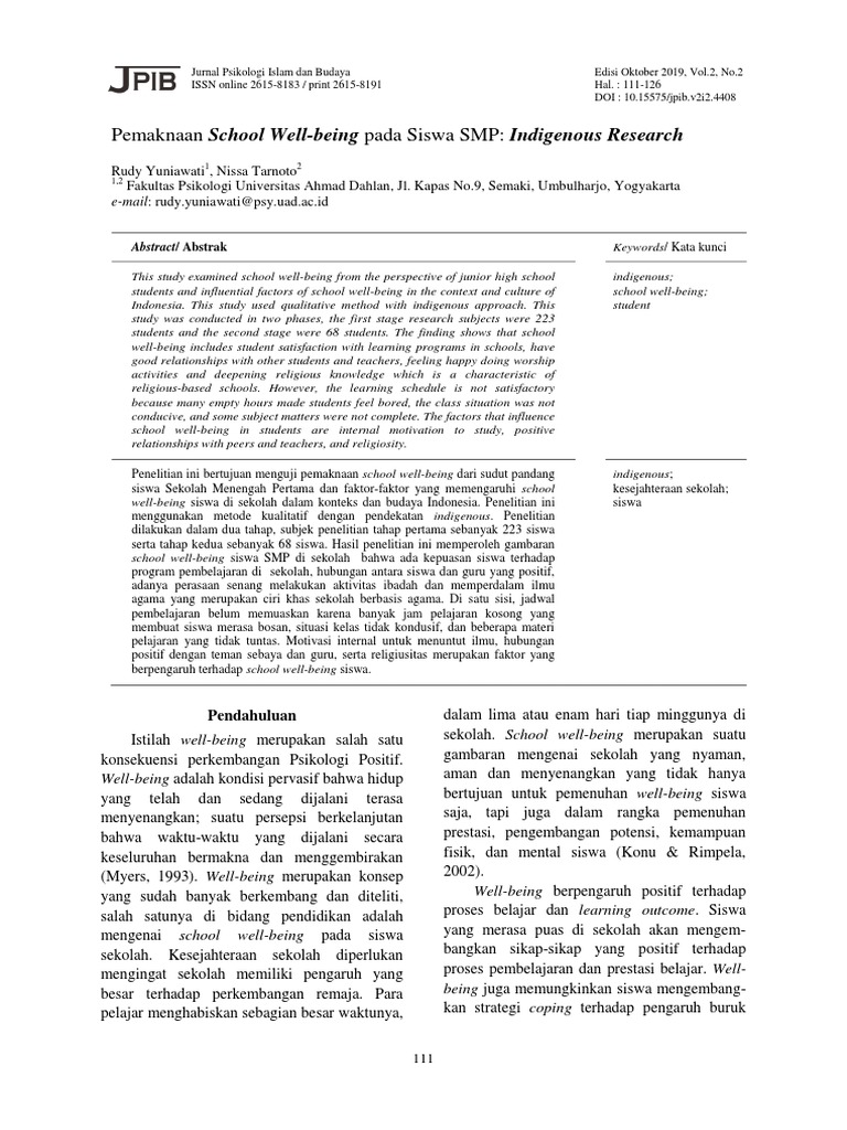 Jurnal Student Well Being Pdf Psychological Concepts Psychology