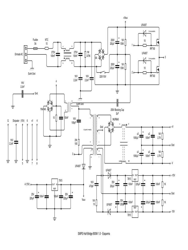 800W Half-Bridge SMPS Schematic | PDF | Teaching Mathematics | Nature