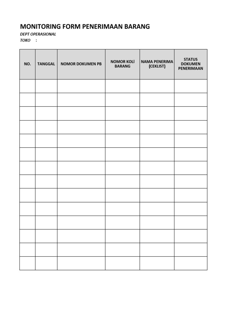 Form Monitoring Penerimaan Barang | PDF