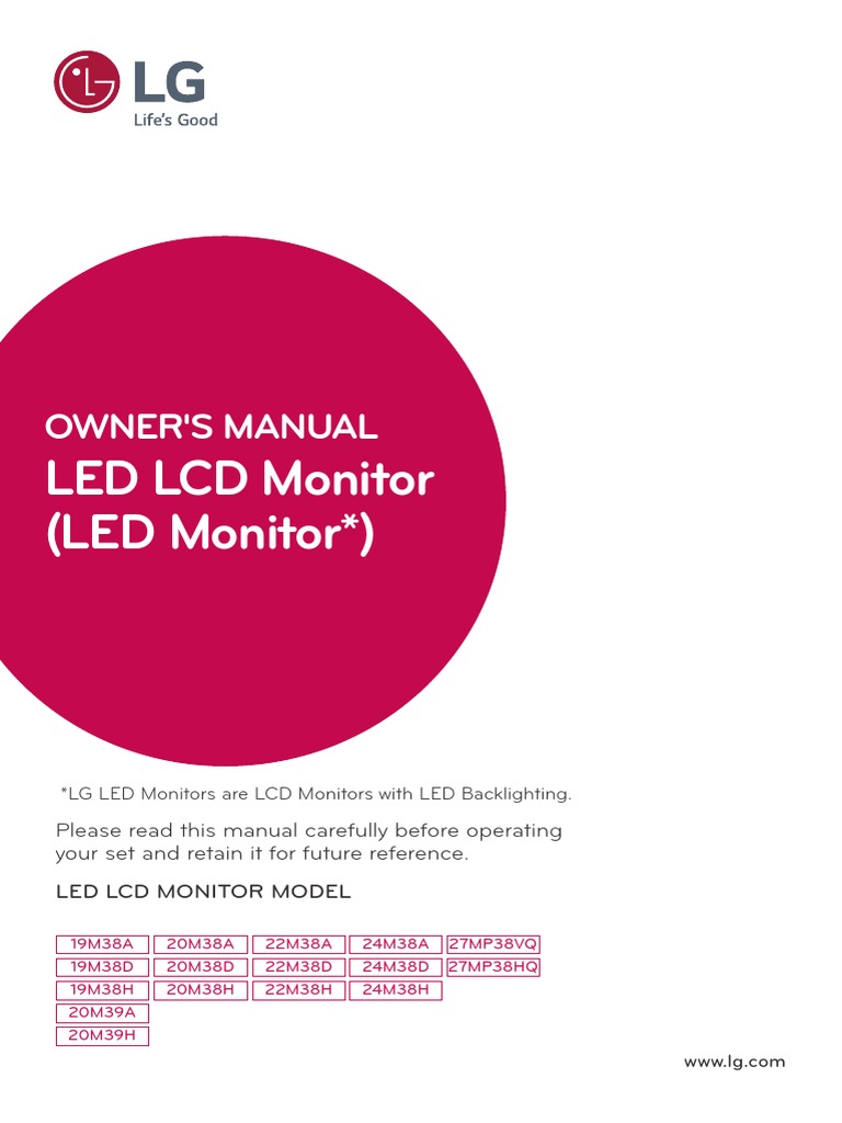 LED LCD Monitor (LED Monitor ) : Owner'S Manual | PDF | Hdmi | Computer ...