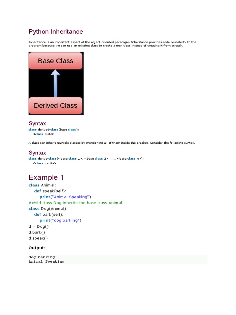 Python Inheritance, Method Overriding, Abstraction | PDF | Inheritance (Object Oriented ...
