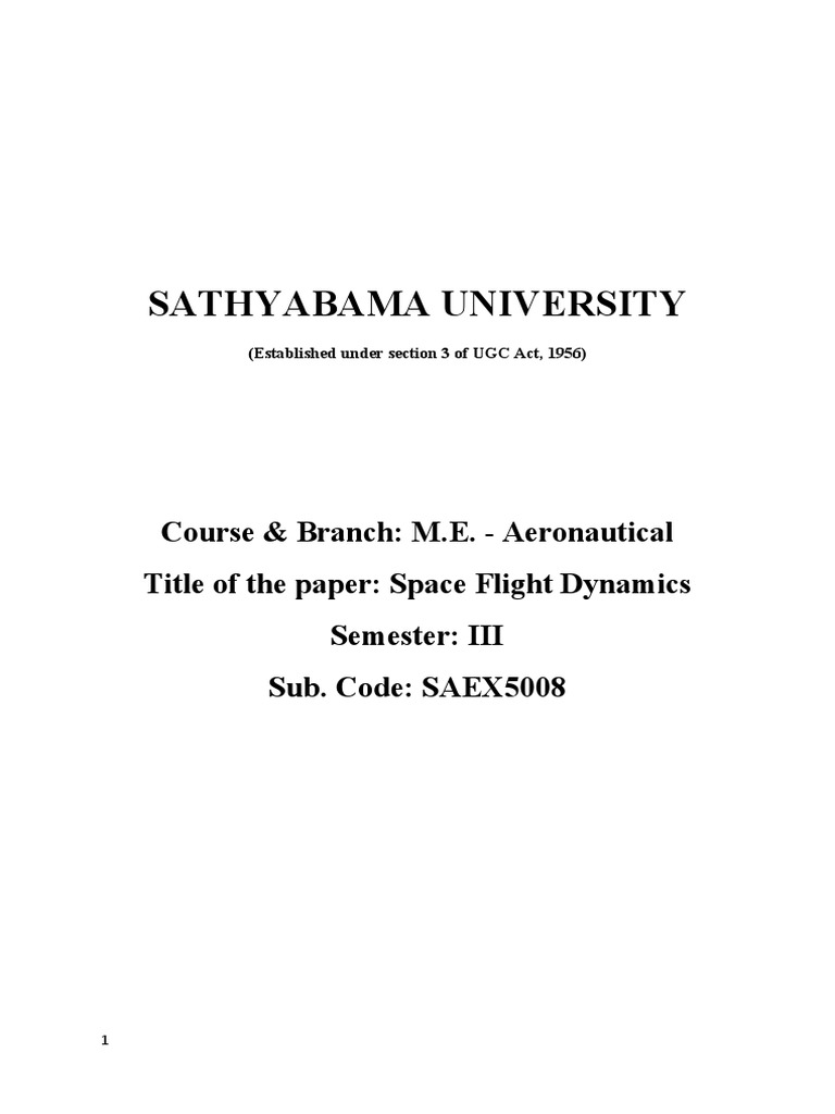 Space Flight Dynamics (SAEX5008) | PDF | Rocket | Orbit