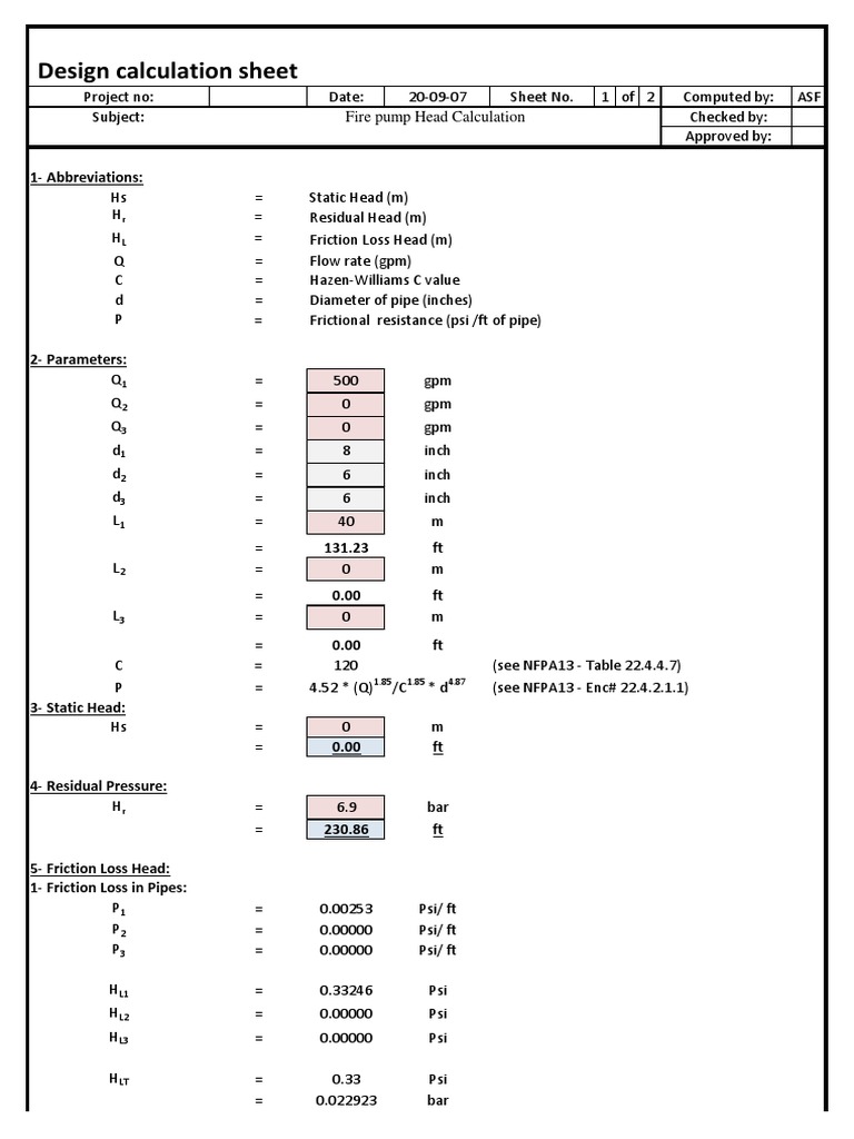 Fire Pump Head Calculation Guide | PDF
