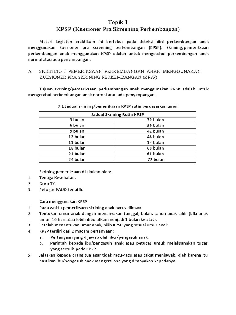 Pratikum KPSP, TDL, TDD, KMME | PDF