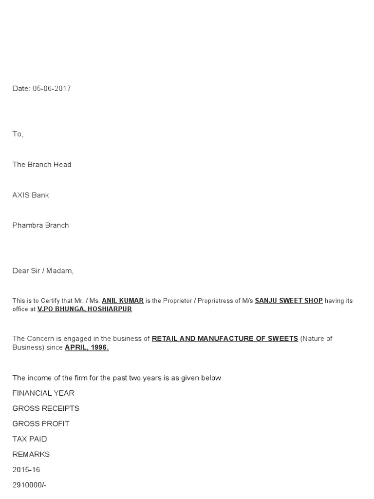 Account Opening CA Certificate Proprietary Firm | PDF