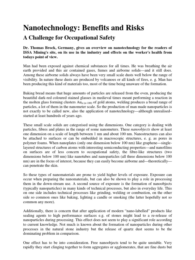 2 - Nanotechnology Benefits and Risks | PDF | Nanotechnology | Nanoparticle