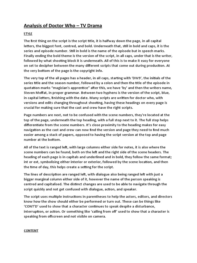 Analysis of Doctor Who - TV Drama | PDF