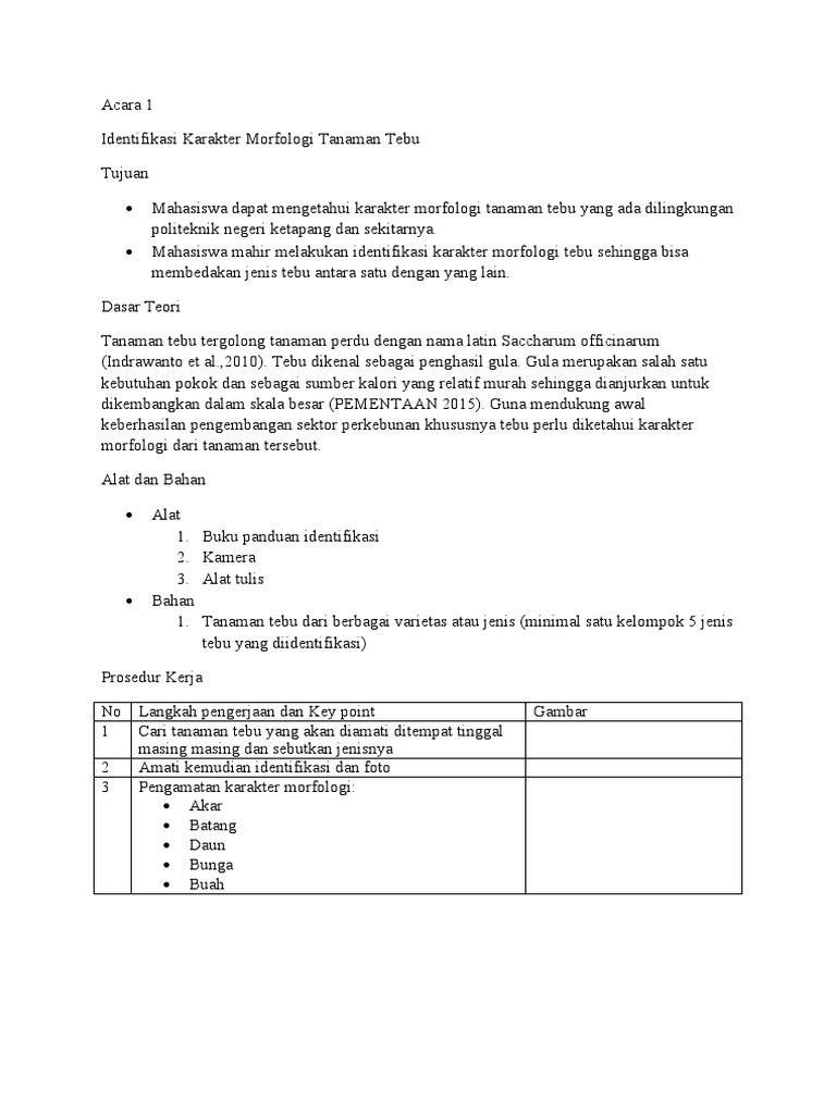 Laporan Tebu 1 | PDF