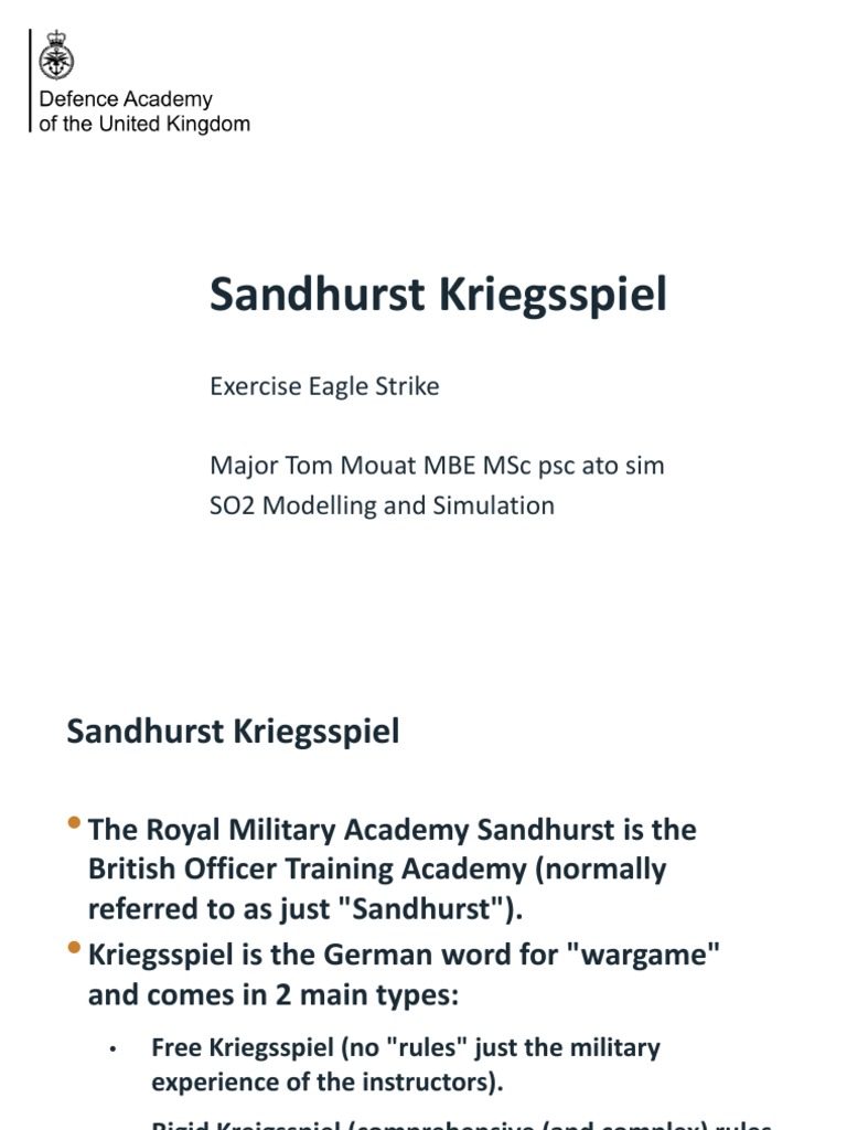 Sandhurst Kriegsspiel: Exercise Eagle Strike Major Tom Mouat Mbe MSC ...
