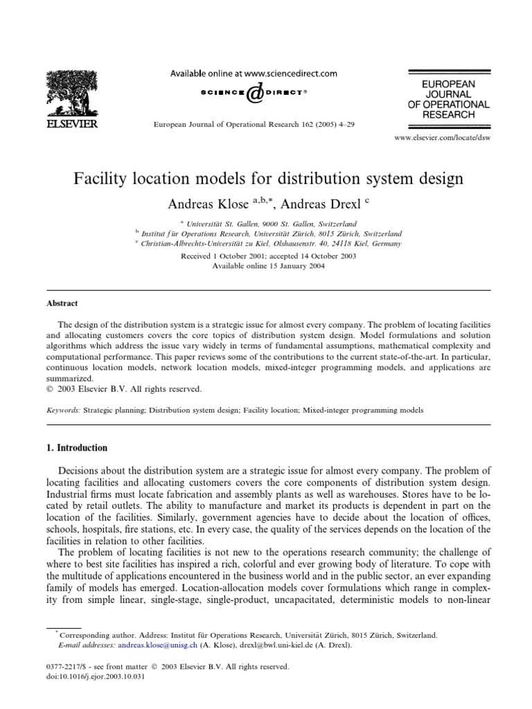 09,10 - Facility Location Models For Distribution System Design | PDF ...