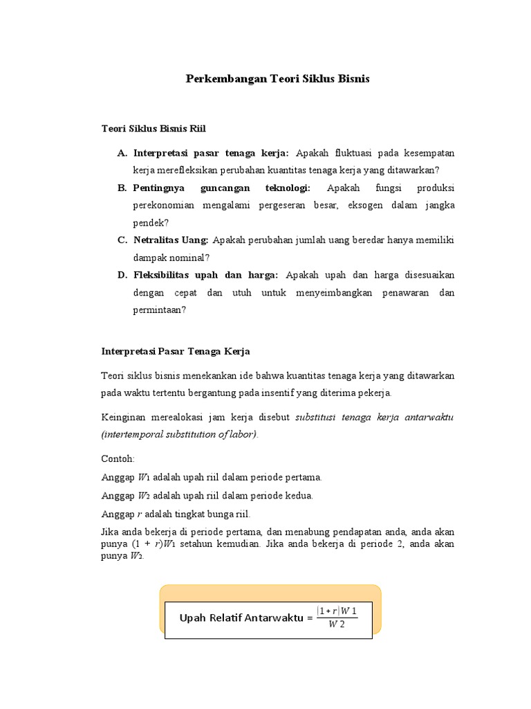 Materi Teori Siklus Bisnis | PDF | Pengelolaan Keuangan & Uang