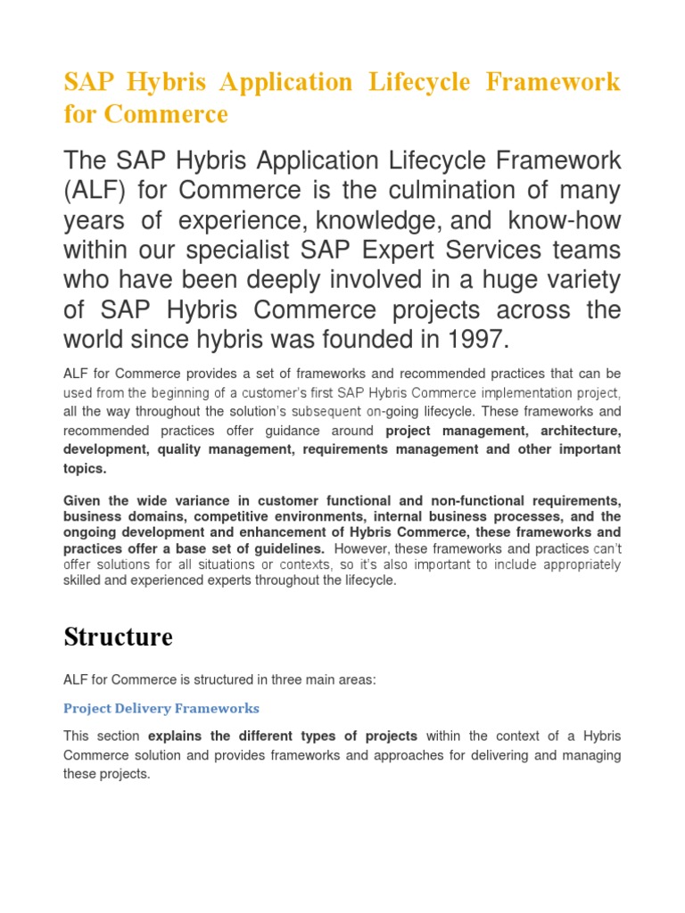 Architecture - Hybris Lifecycle Framework | PDF | Agile Software Development | Software ...