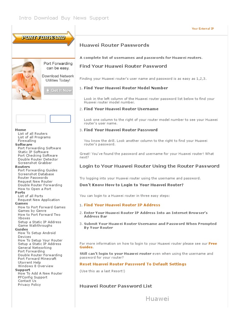 Huawei Router Passwords | PDF | Router (Computing) | Password