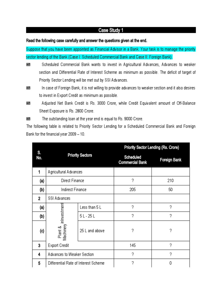 Case Study 1: Case I: Case II | PDF | Financial Services | Banking