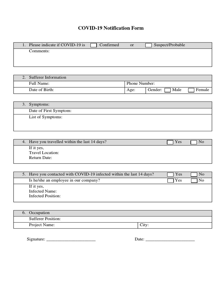COVID-19 Notification Form | PDF | Wellness