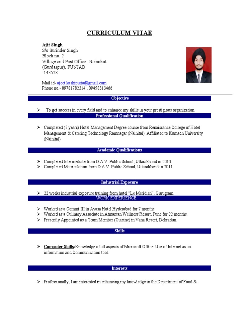 Curriculum Vitae: Ajit Singh | PDF
