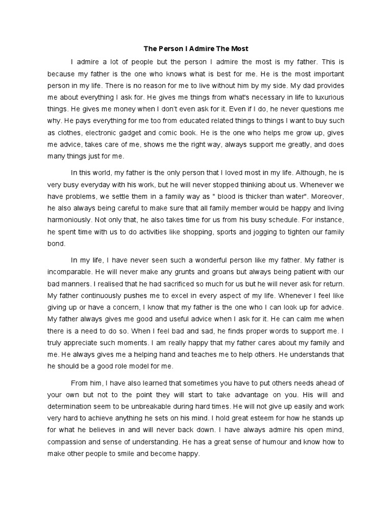 The Person I Admire The Most | PDF | Wellness | Lifestyle