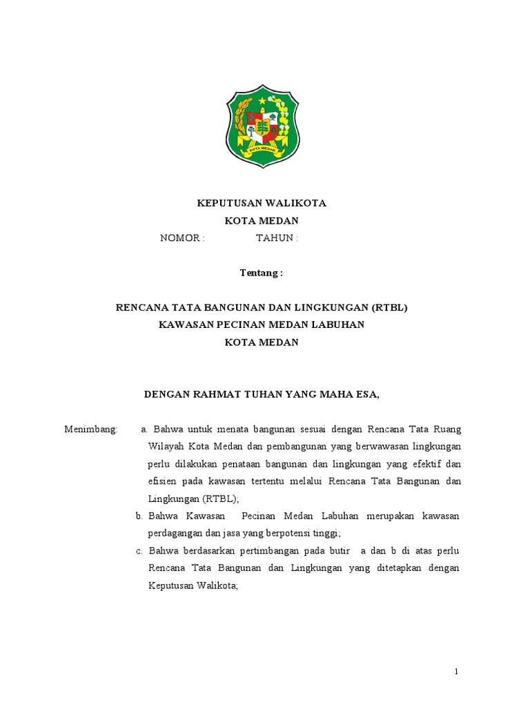 Draft Perwal RTBL Pecinan Labuhan | PDF