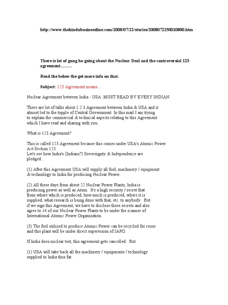 123 Agreement Means... | PDF | Nuclear Power | Nuclear Energy