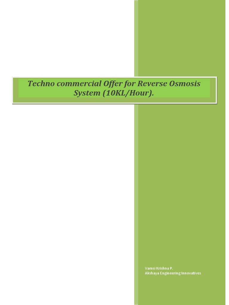 10 KLH RO Akiveedu Quote Revised 2 | PDF | Osmosis | Membrane