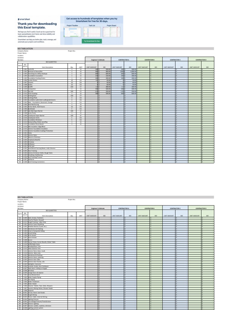 Bid Tabulation: Engineer's Estimate Contractor A Contrator B Contractor ...