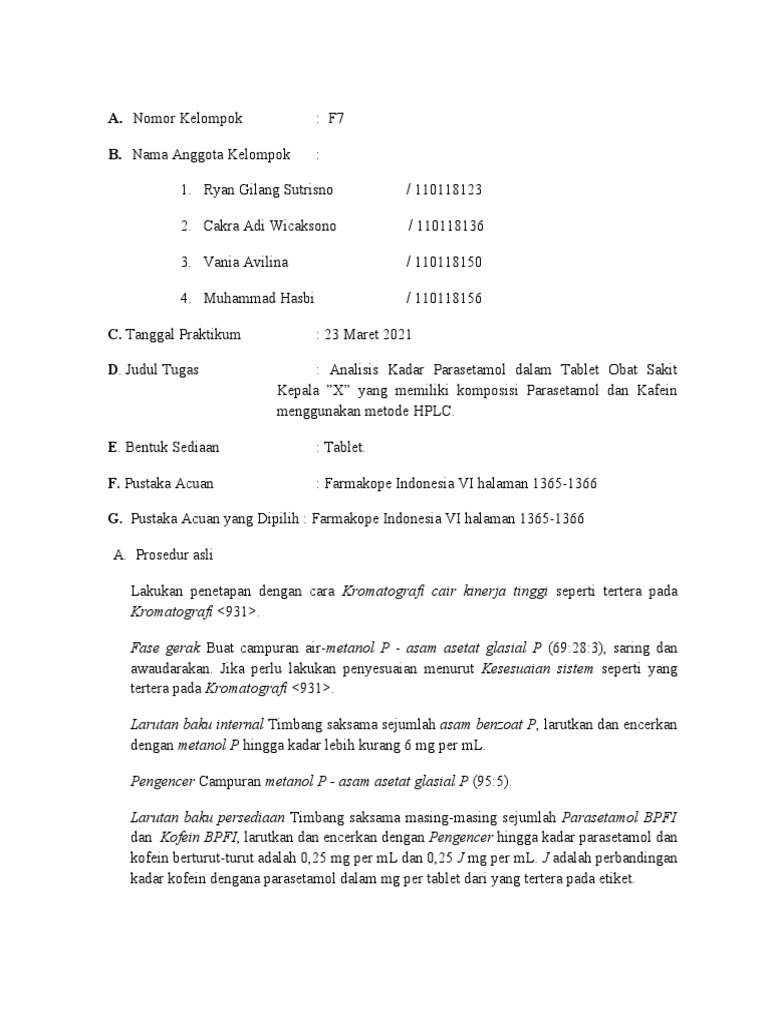 Paracetamol Hplc Pdf