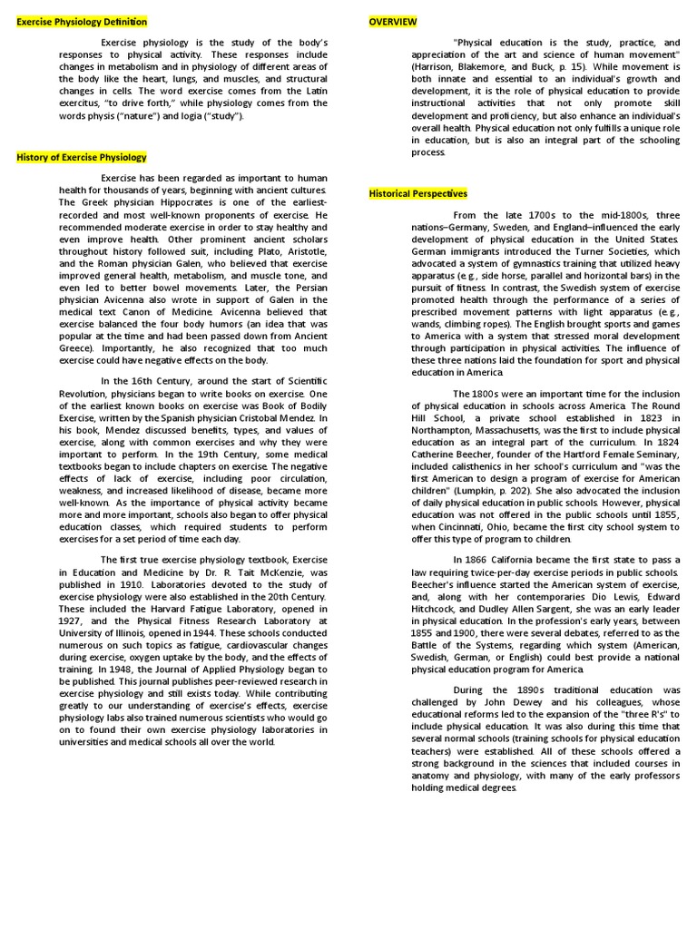 Exercise Physiology Definition | PDF | Physical Fitness | Physical ...