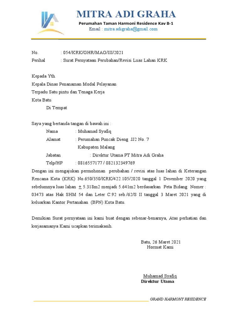 Surat Pernyataan Revivi KRK Harmoni 2 | PDF