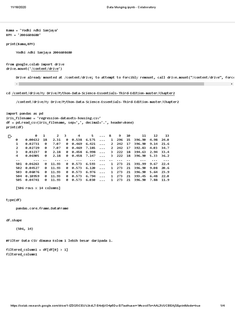 Data Munging - Ipynb - Colaboratory - Yodhi Adhi Sanjaya | PDF | Computer File Formats ...