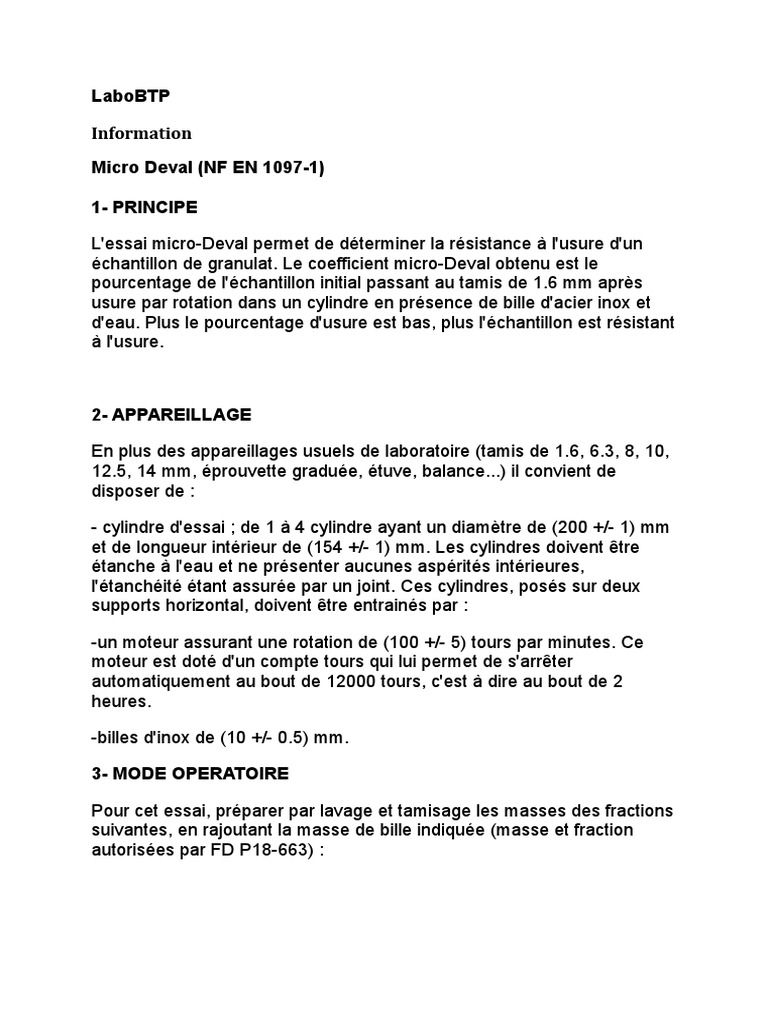 Micro Deval (NF EN 1097-1) | PDF | La nature