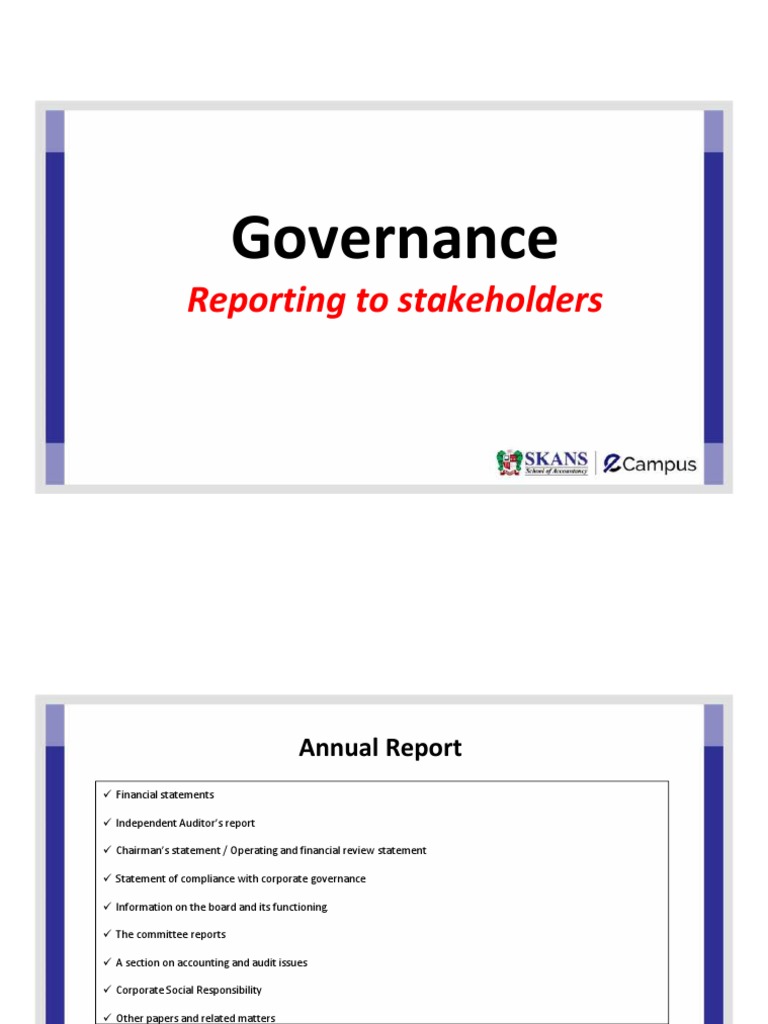 Reporting To Stakeholders | PDF