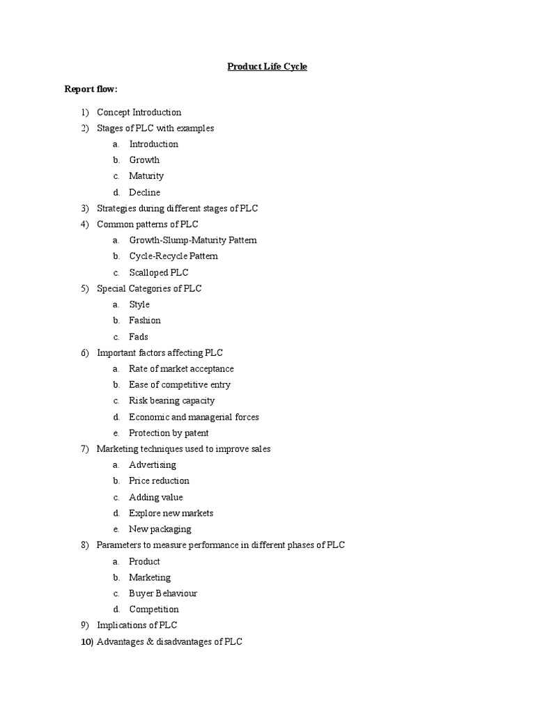 Product Life Cycle - Report Flow | PDF | Business