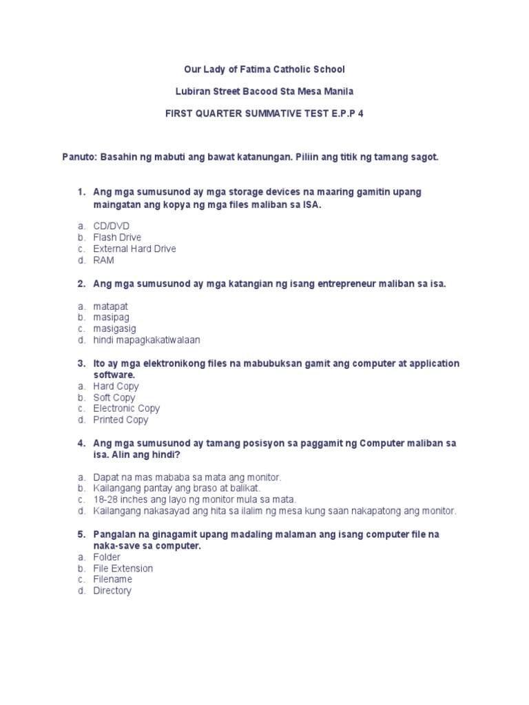 EPP 4 Summative | PDF