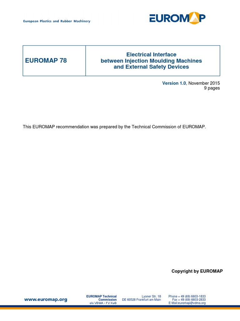 Euromap 78: Electrical Interface Between Injection Moulding Machines ...