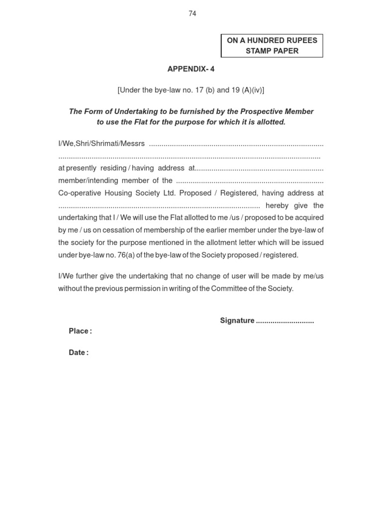 APPENDIX 4 The Form of Undertaking To Be Furnished by The Prospective ...