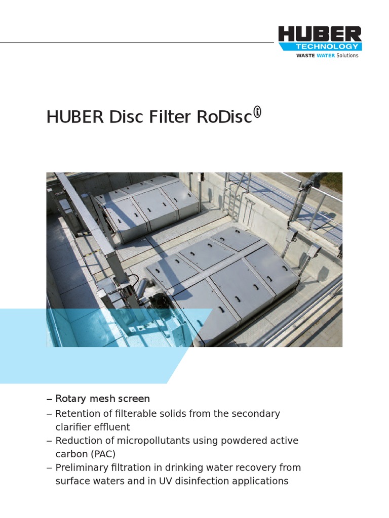 Huber Disc Filter Rodisc®: Waste | PDF | Sewage Treatment | Filtration
