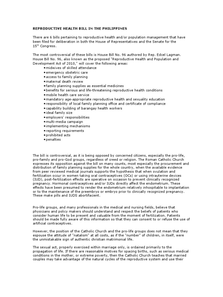 RH Bill Debate in the Philippines | PDF | Family Planning | Birth Control