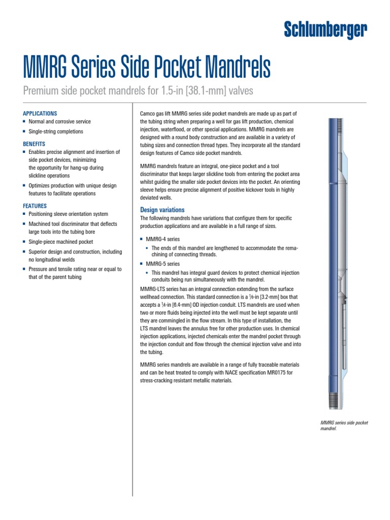 MMRG Series Side Pocket Mandrels | PDF | Pipe (Fluid Conveyance) | Valve
