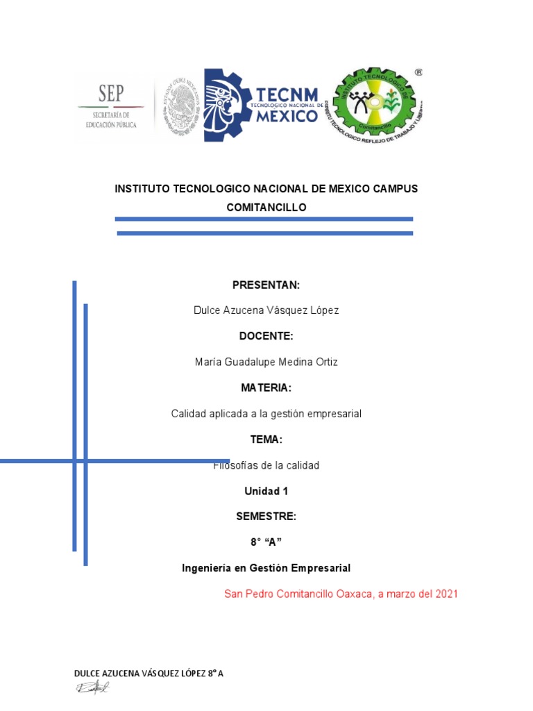 Unidad 1 Folosofia | PDF | Gestión de la calidad | Calidad (comercial)
