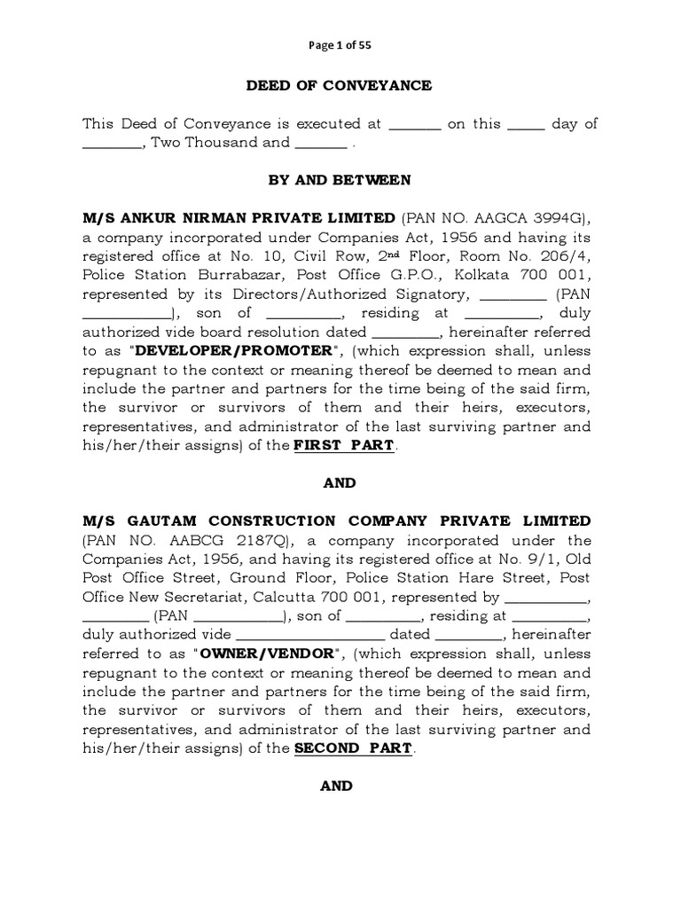 Deed of Conveyance Final | PDF | Conveyancing | Apartment