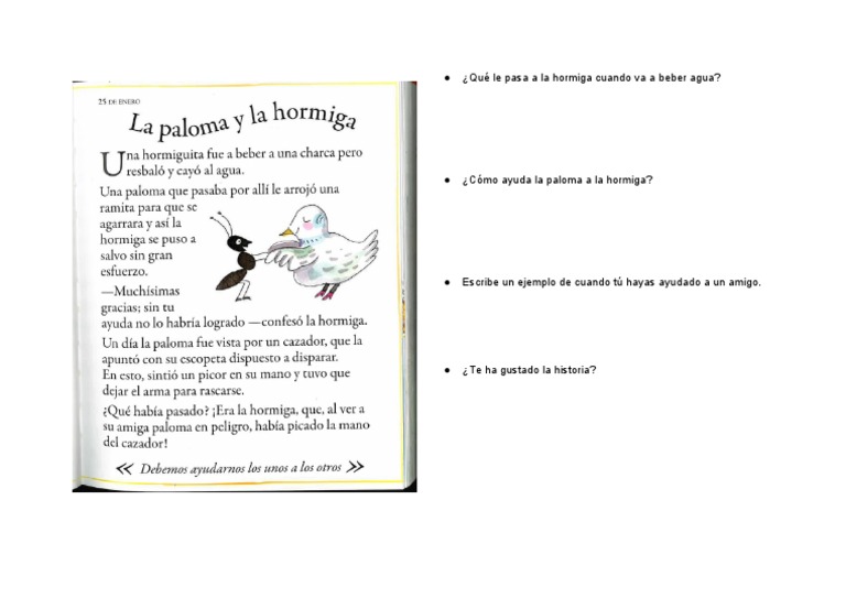 La Paloma y la Hormiga: Fábula y Ayuda | PDF | Hogar, jardinería y ...