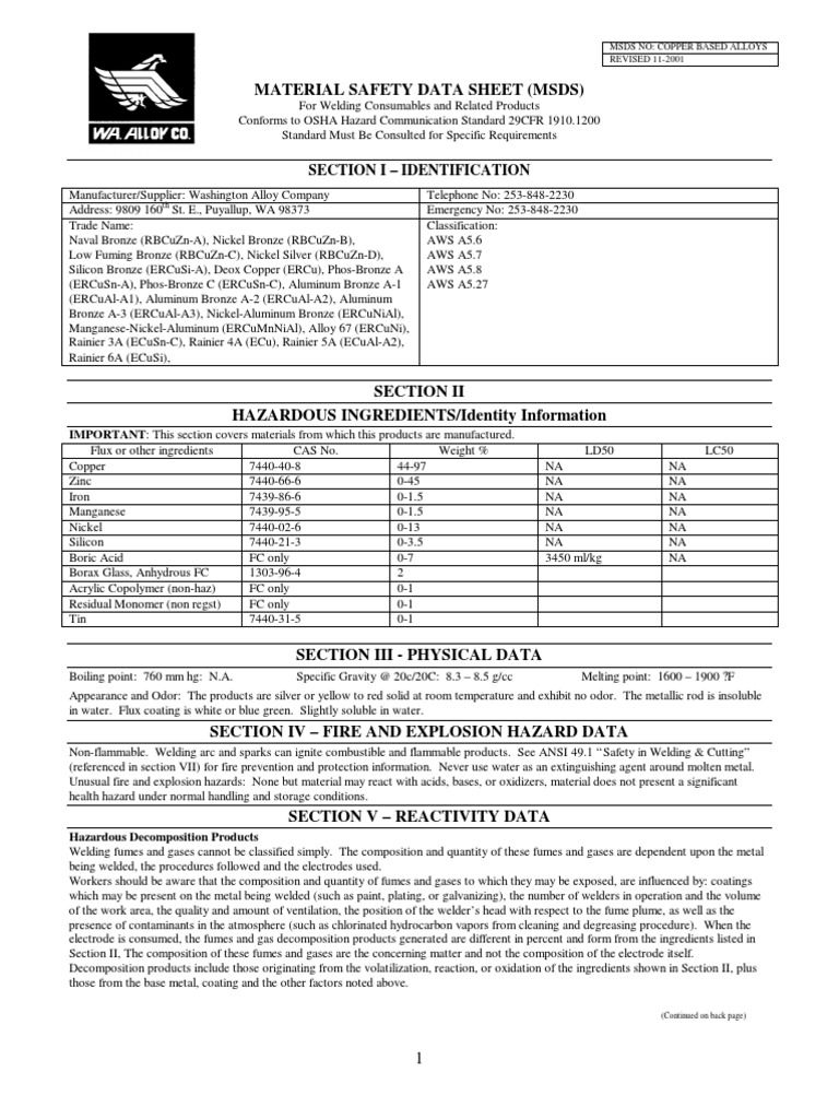 Welding Consumables MSDS | PDF | Welding | Construction