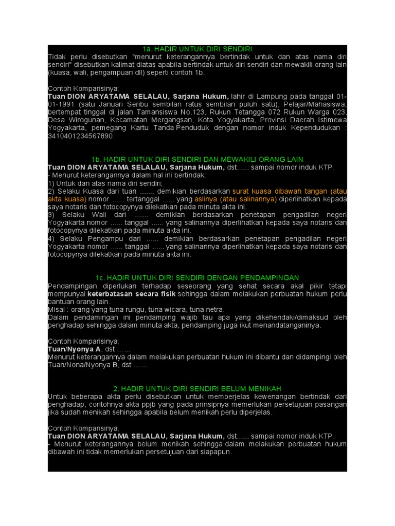 Jenis Komparisi Dan Status Penghadap | PDF