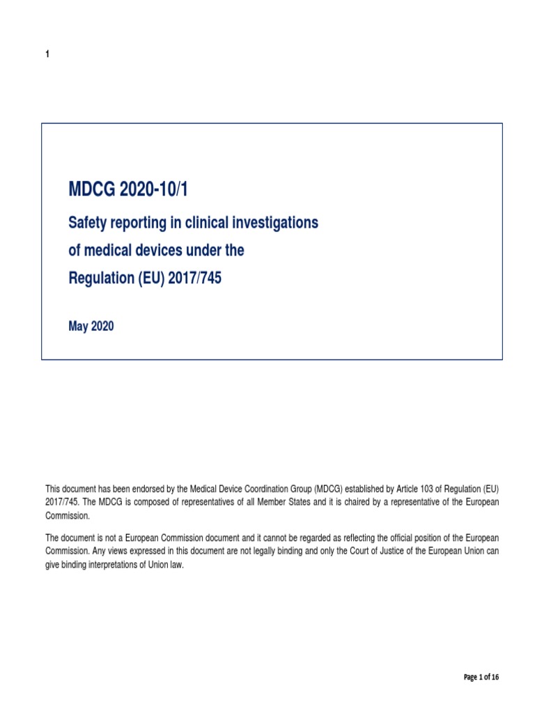 MD MDCG 2020-10-1 Guidance Safety Reporting en | Download Free PDF ... MD MDCG 2020-10-1 Guidance Safety Reporting en | Download Free PDF ...