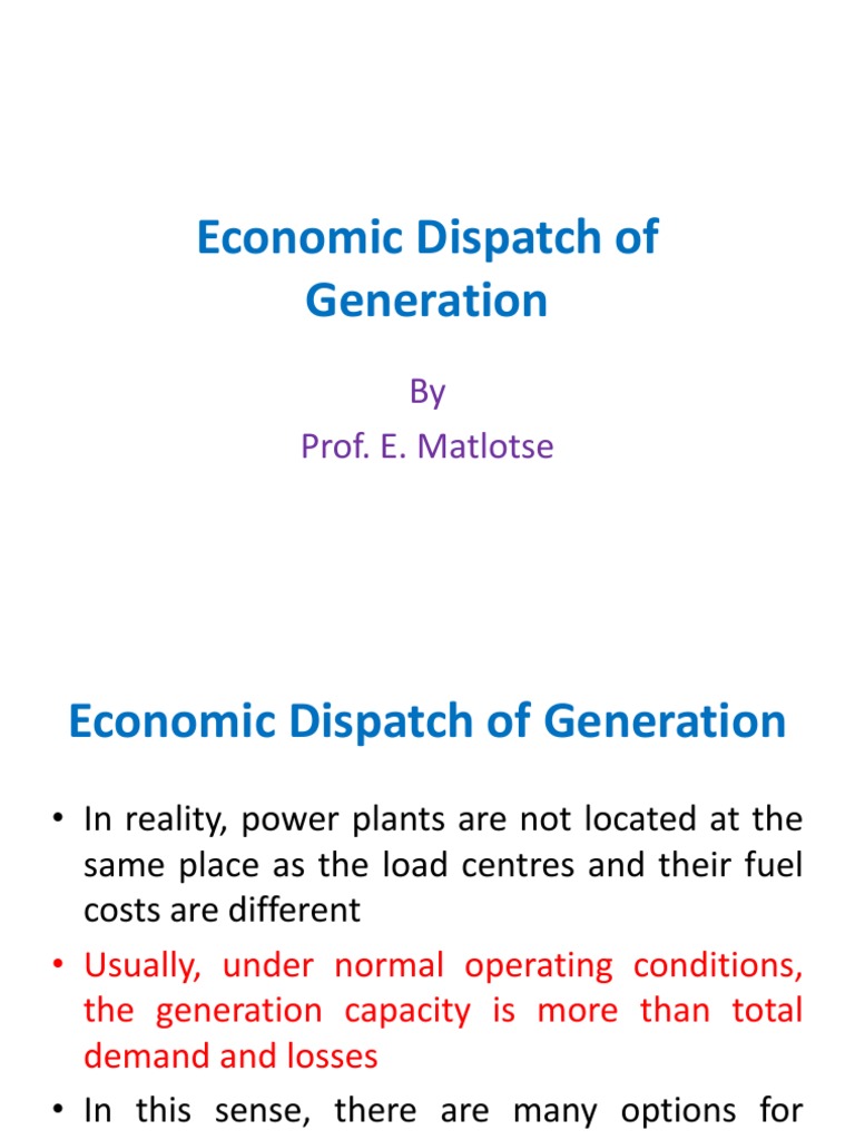 Economic Dispatch of Generation Notes 4 | PDF | Mathematical Analysis ...