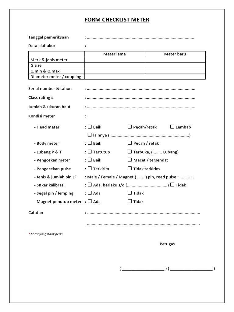 Form Checklist Meter | PDF