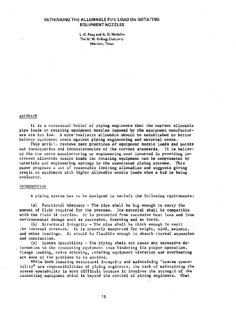 Rethinking The Allowable Pipe Load On Rotating Equipment Nozzles | PDF | Pump | Continuum Mechanics
